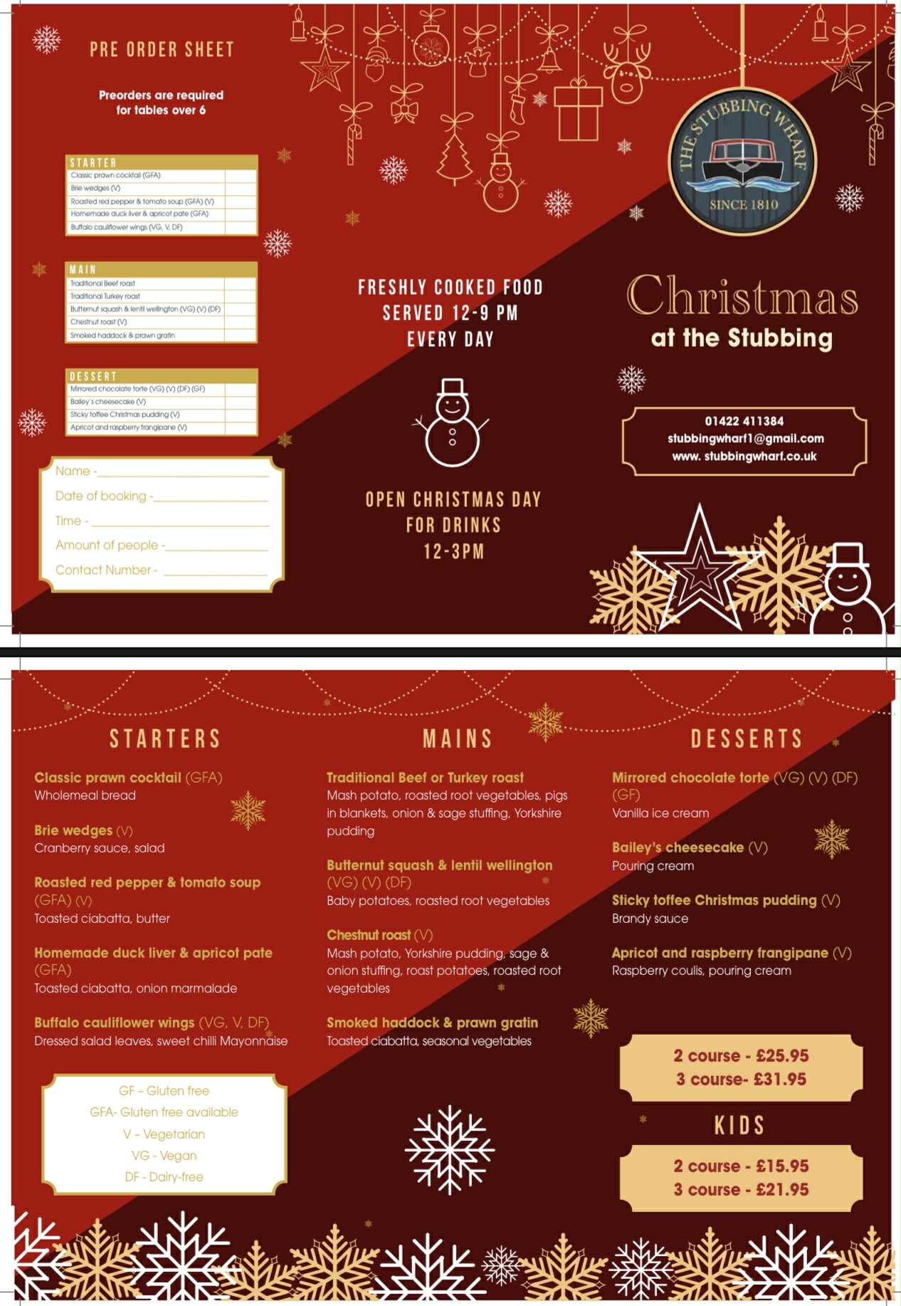 The Stubbing Wharf | Menus