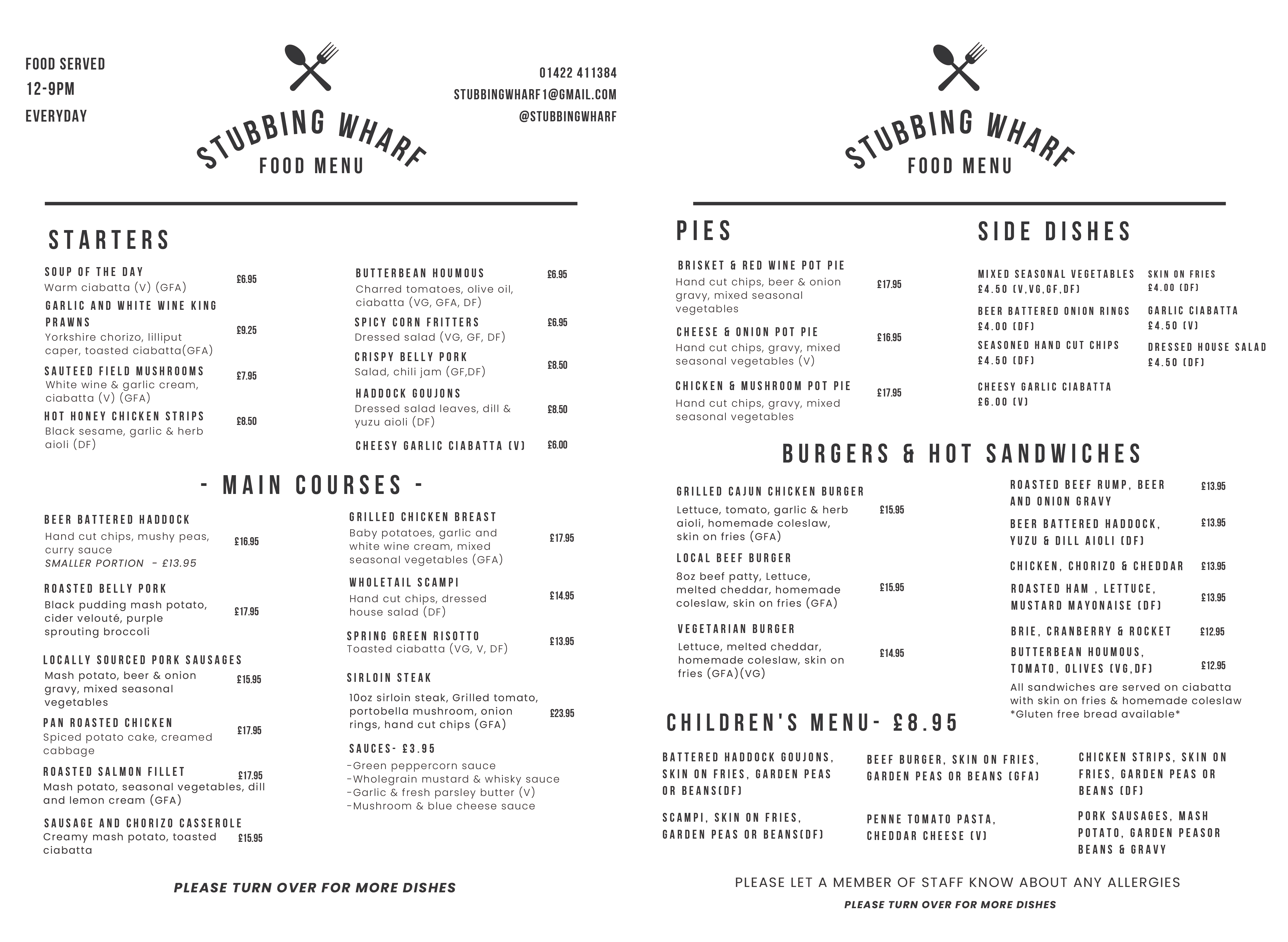 The Stubbing Wharf | Menus